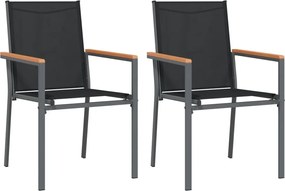 vidaXL Zahradní židle 2 ks černé 55 x 61,5 x 90 cm textilen a ocel [364099]