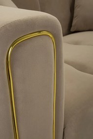 Dvoumístná pohovka Alma 155 cm taupe/zlatá