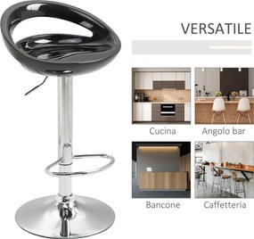 HOMCOM Set 2 Vysokých Barových Židlí, otočné o 360°, s opěrkou a opěrkou na nohy, nastavitelná výška, ocelová základna, pro jídelnu a kuchyň, 46x41x7…