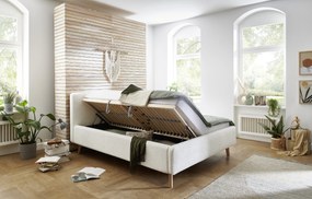 Čalouněná postel MATTIS 160x200 cm S ÚLOŽNÝM PROSTOREM; bílá