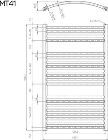 Mereo Mereo, Otopný žebřík oblý, bílý, MT41