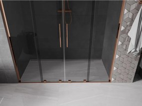 Mexen Velar L Duo, posuvné sprchové dveře do otvoru 170 cm, 8mm šedé sklo, růžové zlato, 871-170-003-42-60