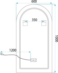 Rea Dart, LED zrcadlo 60x100cm, zlatá matná, HOM-06519