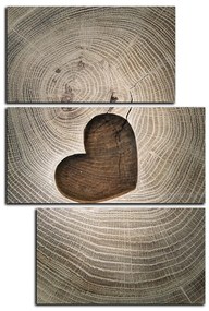 Obraz na plátně - Srdce na dřevěném pozadí - obdélník 7207D (120x80 cm)