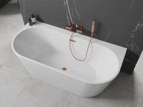 Mexen Oval+, volně stojící vana ke stěně 170 x 80 cm, bílá lesklá, růžové zlato přepad, 52681708000-60