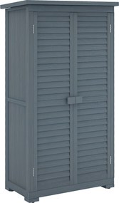 Dřevěná kůlna Outsunny 0,31 m² 87x46,5x160 cm - Dřevěný skříň pro venkovní použití s 2 dveřmi a 2 vnitřními policemi na terasu | Aosom