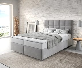 Boxspring postel Dream-Fine 140x200 cm mikrovlákno šedá s matrací