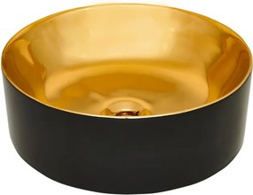 Invena Kos, keramické umyvadlo na desku 415x415x135 mm, zlatá lesklá-černá matná, INV-CE-38-027-C