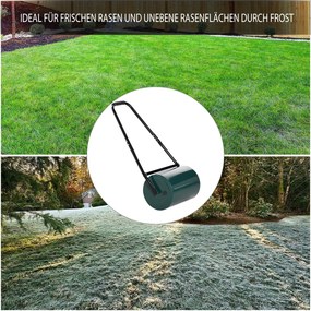 Zahradní válec Outsunny s rukojetí ve tvaru U Průměr 31 cm Pracovní šířka 30 cm Náplň 40 l vody Písek Kovová zelená barva pro dokonalé trávníky