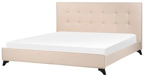 Čalouněná béžová manželská postel 180x200 cm AMBASSADOR Beliani