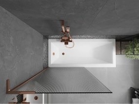 Mexen Next L, 1-křídlová vanová zástěna 90 x 150 cm, 6mm sklo s žebrovým vzorem, růžové zlato profil, 895-090-000-03-09-60