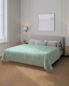 Přehoz na postel 220x260 cm barva zelená látka pletený vzor, vzorované