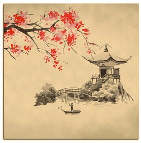 Obraz na plátně - Tradiční ilustrace  Japonsko - čtverec 360FA (50x50 cm)