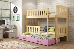 BMS Group Dětská postel Kubus 3 - Borovice/růžová 190x80