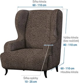Bielastické potahy CRISTINA oříšková křeslo ušák (š. 60 - 110 cm)