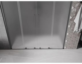 Mexen Velar Duo, posuvné sprchové dveře do otvoru 180 cm, 8mm sklo námraza, grafit broušený, 871-180-000-32-66