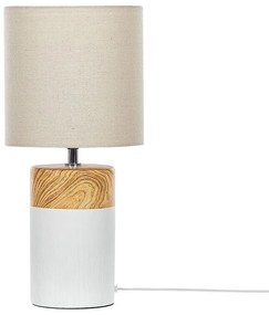Keramická stolní lampa bílá / světlé dřevo ALZEYA Beliani