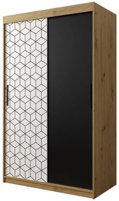 Šatní skříň Plaster | 120 cm | artisan/bílá/černá