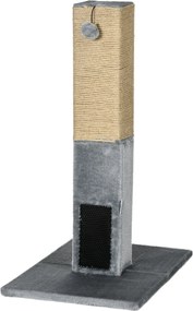 PawHut 79 cm Kočičí Škrabadlo se Závěsným Míčkem a Jutovým Sloupem 59.5x39x79 cm Šedé