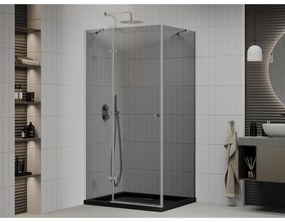 Mexen Roma sprchový kout s otočnými dveřmi 100 x 90 cm, Grafitově černá, Chromovaná + sprchová vanička Flat, Černá - 854-100-090