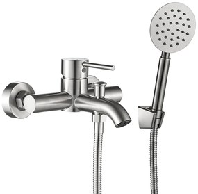 Kuchinox Noia, nástěnná vanová baterie s ruční sprchovou soupravou, broušená ocel, LAV-BNK_211D