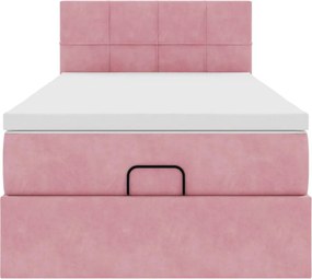 Osmanský rám postele s matrací růžová 80x200cm samet 3311740