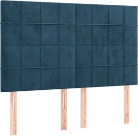 Box spring postel s matrací a LED tmavě modrá 140x200 cm samet 3136129