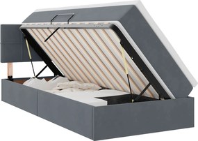 Postel s úložným prostorem s čelo Tmavě šedá 90 x 190 cm samet 3370726