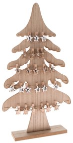 Dřevěný adventní kalendář Stromek hnědá, 26,5 x 47,2 cm