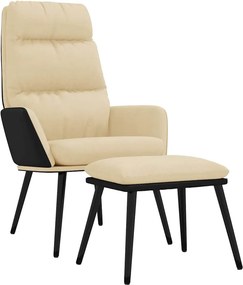 Relaxační křeslo se stoličkou krémové textil a umělá kůže 3097508