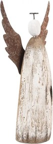 Dekorace dřevěná figurka anděl se srdíčkem Angel Rustic L - 14*5*26 cm