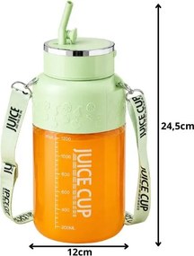 Verk Group Láhev s mixérem usb 1200 ml, hrnek na smoothie, šejker se slámkou a páskem