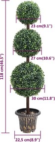 Umělý zimostráz ve tvaru koule s květináčem zelený 118 cm 336511