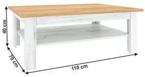 Konferenční stolek T2, dub craft zlatý / dub craft bílý, SUDBURY