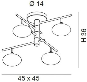 Metal Lux 260.344.02 Dolce, stropní svítidlo 4xG9, chrom/bílé sklo, 45x45cm