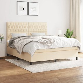 Box spring postel s matrací krémová 180x200 cm textil,  3142038