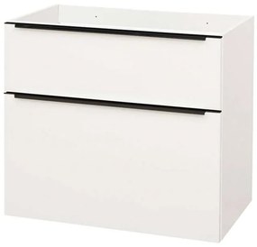 Mereo, Mailo, koupelnová skříňka 81cm, bílá, mat, černé madlo CN541SB