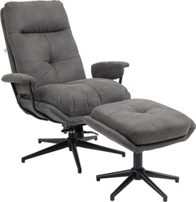 HOMCOM Relaxační Křeslo s Podnožkou, TV Křeslo se Sukem, TV Křeslo s Funkcí Polohování do Obývacího Pokoje, Ložnice, Nosnost do 150 kg, Polyester, Oce