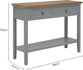 Šedý konzolový stolek z masivu pavlovnie 34,5x99 cm Henley – Premier Housewares