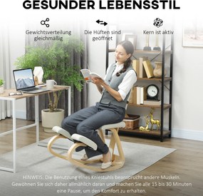 HOMCOM Ergonomická kolenní židle, kolenní stolička, zdravotní židle pro domácnost, kancelář, meditaci, krémová