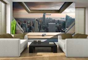 Fototapeta - New York - panoramatický výhled z okna (254x184 cm)