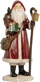 Červená vánoční dekorace Santa Claus s pytlem dárků - 12*11*26 cm