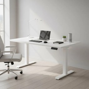 Výškově nastavitelný stůl OfficeTech D, 120 x 80 cm, bílá podnož, bílá