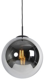 Art Deco závěsná lampa černá s kouřovým sklem 30 cm - Pallon