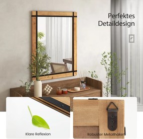 Costway Dekorativní závěsné zrcadlo na zeď Farmhouse Styl – 77 × 99,5 cm