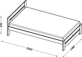 Postel z masivu borovice MARIKA - 200x140 cm - přírodní