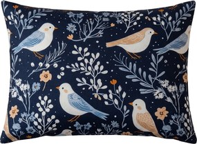 Povlak na polštář z mikrovlákna DENIM BIRDS 50x70 cm, modrý