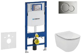 Geberit Duofix - Set předstěnové instalace, klozetu a sedátka Ideal Standard Tesi, tlačítka Sigma01, lesklý chrom 111.300.00.5 NF2