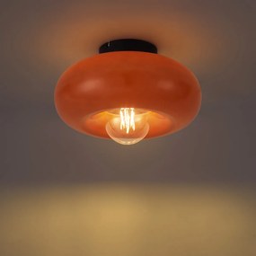 Retro černé stropní svítidlo s oranžovým sklem 30 cm - Glaze