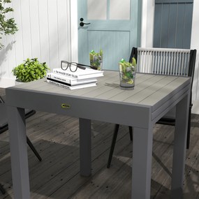 Outsunny zahradní stůl jídelní stůl pro 6 osob, rozkládací stůl na terasu do 70 kg, hliníková šedá 81/162 x 80 x 75 cm pro balkon a zahradu | Aosom.de